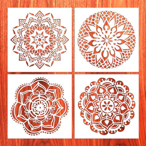 Buy 4 Pcs Extra Large Pattern Mandala Stencils Reusable Mandala Dot