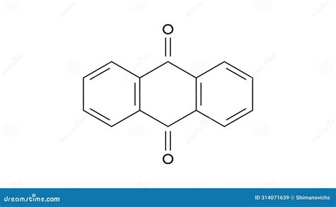 Anthraquinone Molecule Structural Chemical Formula Ball And Stick