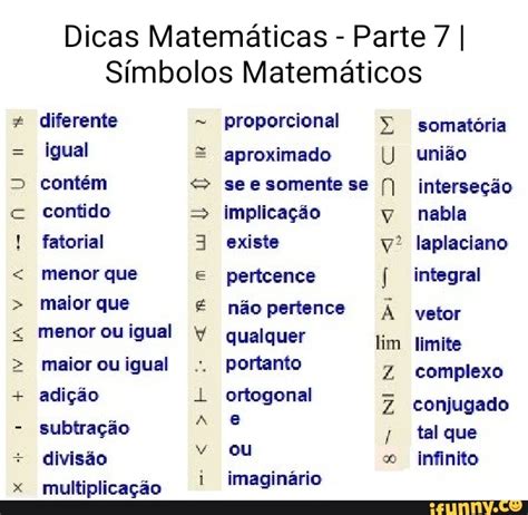Dicas Matem Ticas Parte I S Mbolos Matem Ticos Ir Diferente Mia A
