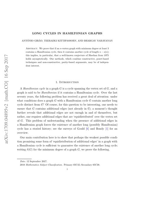 pdf long cycles in hamiltonian graphs