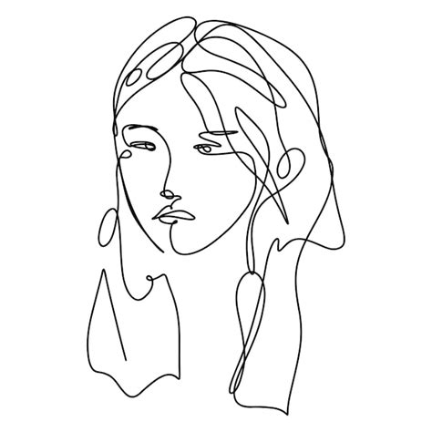 Dibujado a mano una ilustración de arte de línea mujer cara dibujo de