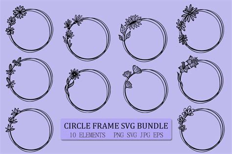 Floral Circle Frames SVG Bundle Monogram Frames