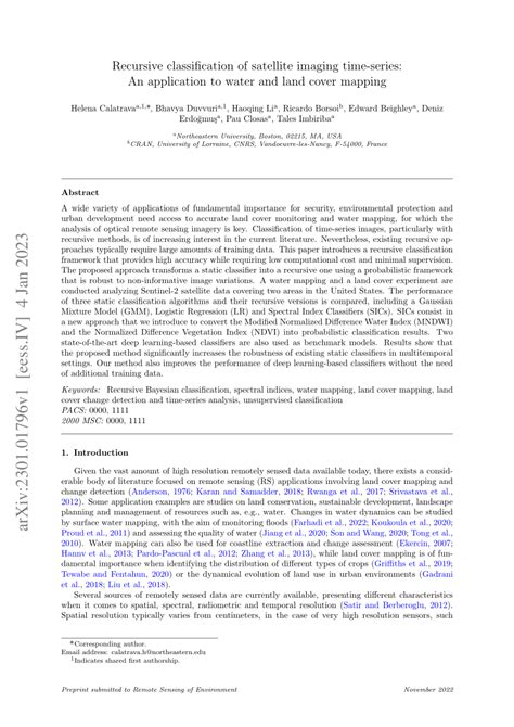 pdf recursive classification of satellite imaging time series an application to water and