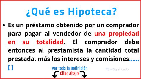 Qué es Hipoteca Significado Características Ejemplos