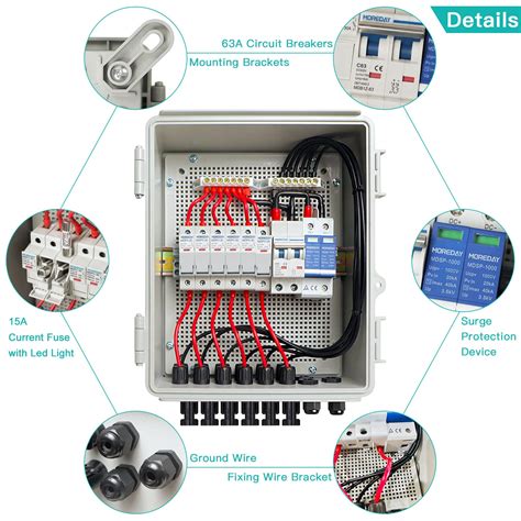 Buy EXCELFU 6 String Solar Combiner Box PV Combiner Box With Lightning