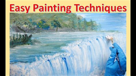 How To Step By Step Waterfall Landscape Acrylic Painting For Beginners
