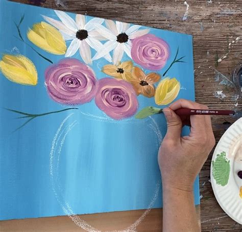 Flower Vase Painting Step By Step Acrylic Painting Tutorial