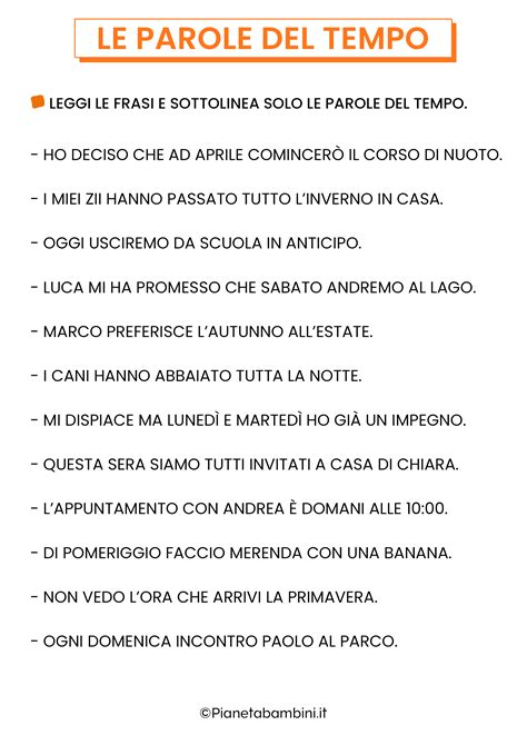 Le Parole Del Tempo Schede Didattiche Per La Scuola Primaria