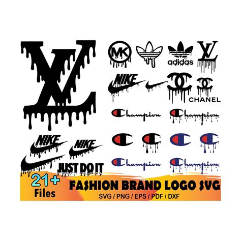 21 Fashion Brand Dripping Logo Bundle Svg Louis Vuitton Svg Inspire