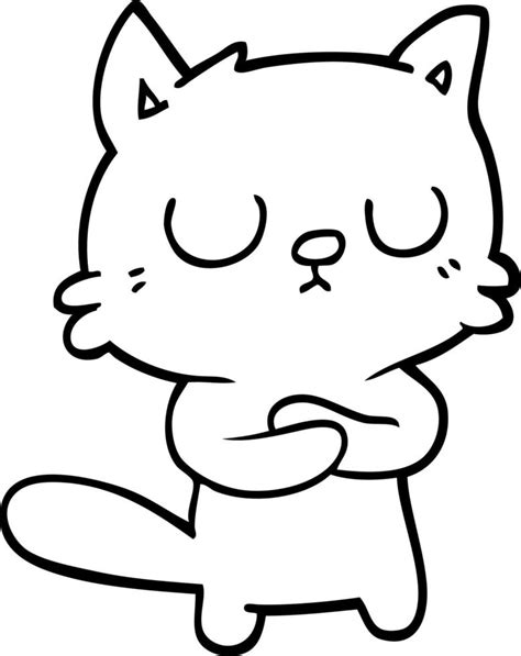 Gato De Dibujos Animados En Blanco Y Negro 12552250 Vector En Vecteezy
