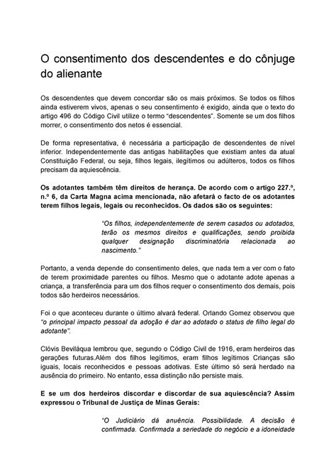 Consentimento de cônjuge na alienação O consentimento dos