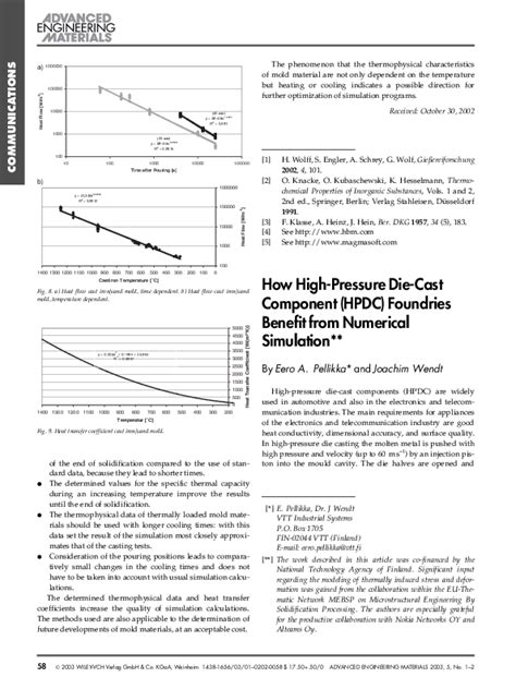 pdf how high pressure die cast component hpdc foundries benefit from numerical simulation