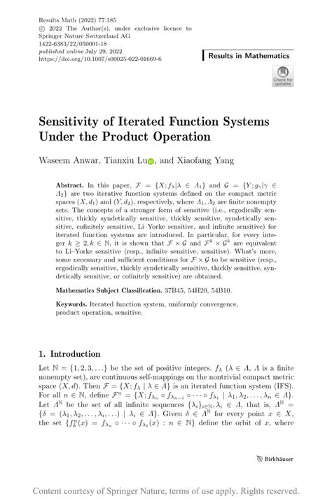 sensitivity of iterated function systems under the product operation request pdf
