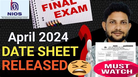 NIOS Date Sheet Released April 2024 Nios Exam Date Sheet 2024 এখন
