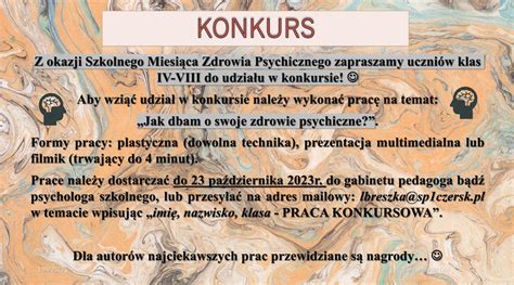 Konkurs Jak Dbam O Swoje Zdrowie Psychiczne Sp Czersk