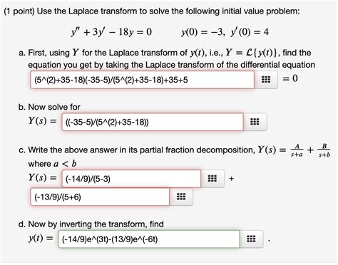 Solved Point Use The Laplace Transform To Solve The Chegg