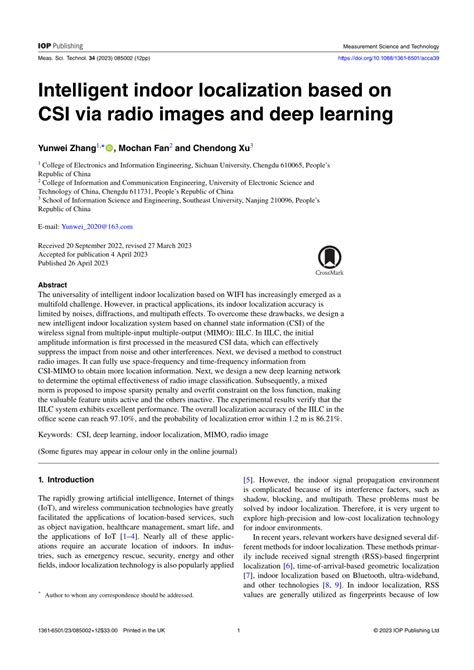 intelligent indoor localization based on csi via radio image and deep learning