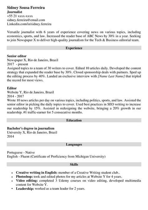 Modelos de currículo em inglês como fazer o CV em inglês