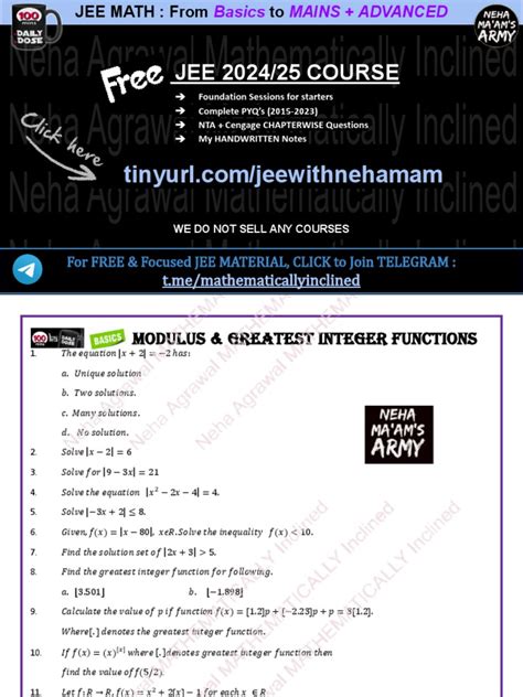 dpp modulus and greatest integer functions pdf