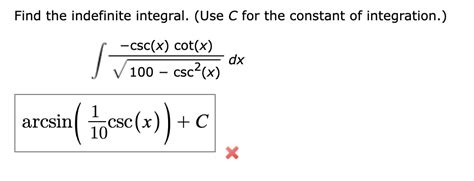 solved find the indefinite integral use c for the constant