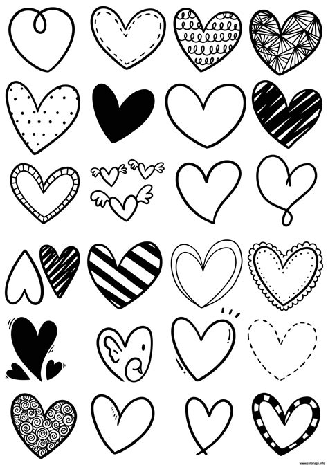 Coloriage Motifs Coeurs Pattern Hearts Dessin St Valentin Imprimer
