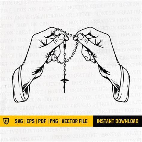 Prayer Hands With Rosary Svg