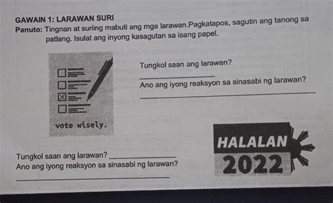 GAWAIN 1 LARAWAN SURI Panuto Tingnan At Suriing Mabuti Ang Mga
