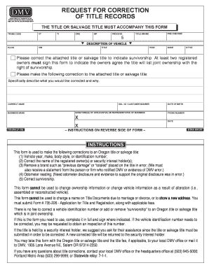 Fillable Online Odot State Or Dmv Request For Correction Of Title