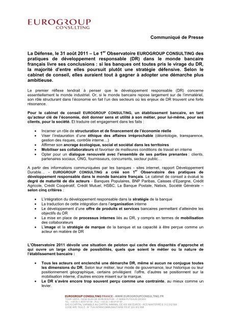 Communiqué de Presse Conseil Plus Gestion