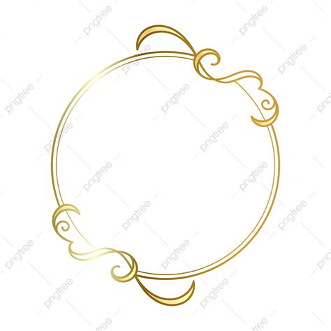 Marco De Círculo De Oro De Lujo Con Adorno De Borde De Remolino PNG
