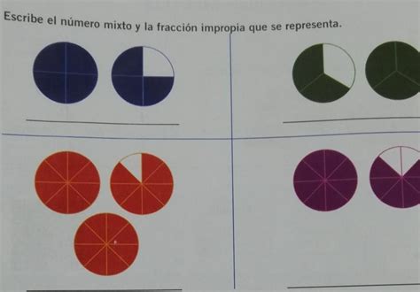 escribe el número mixto y la fracción impropia que se representa