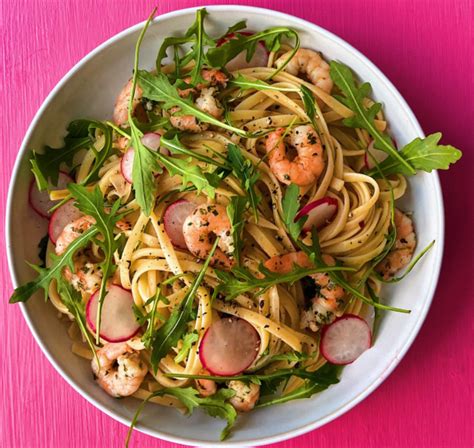 Prawn Rocket And Radish Linguine Recipe On Fresh Naked