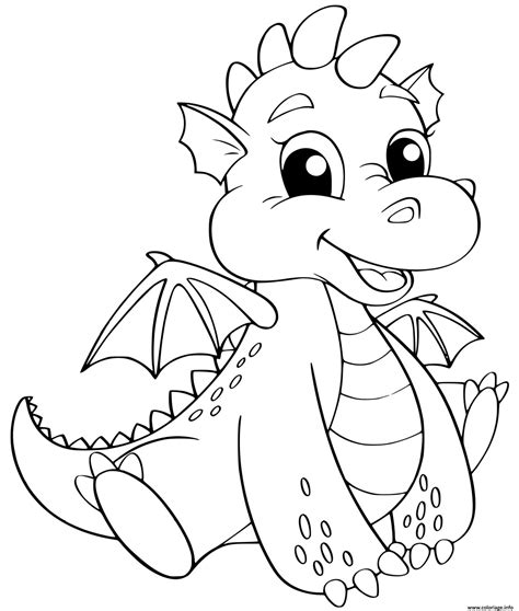 Coloriage Bebe Dragon Facile Avec Un Sourire Dessin Dragon à imprimer