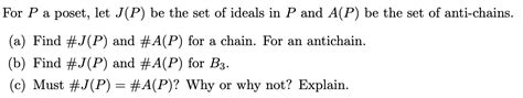 solved for p a poset let j p be the set of ideals in p and