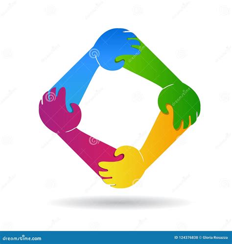 Logo Teamwork Unity Hands Identity Card Vector Icon Design Illustration