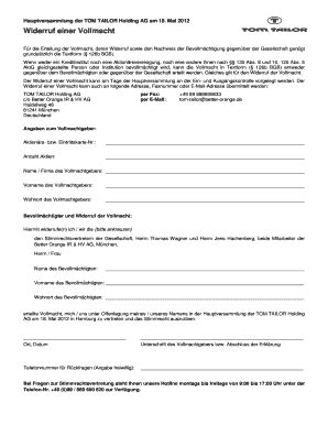 Ausfüllbar Online Formular f r Widerruf von Vollmachten Fax Email