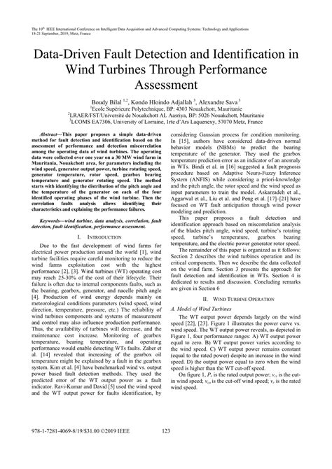 pdf data driven fault detection and identification in wind turbines through performance assessment