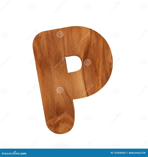 3D Decorative Wooden Alphabet Capital Letter P Stock Illustration