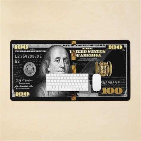 Desk Mat 100 Dollar Bill Black Large Gaming Mouse Pad 35x16 Inch On OnBuy