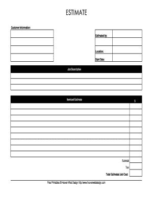 Construction Free Printable Estimate Forms FREE PRINTABLE TEMPLATES