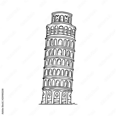 Leaning Tower Of Pisa Vector Illustration Pisa Line Drawing Stock