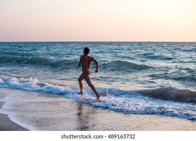 Naked Man Running On Beach Rhodes Stock Photo Shutterstock