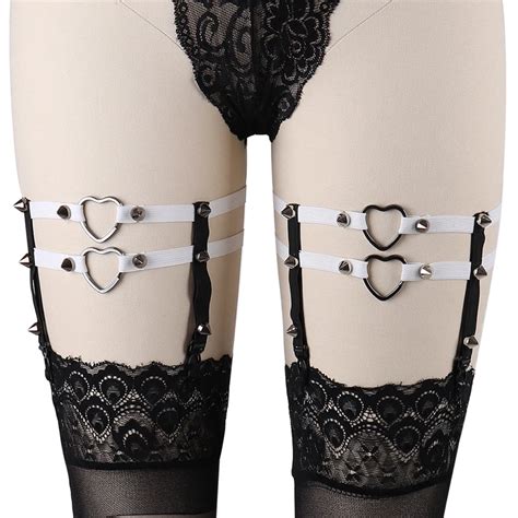 Body Cage Spike Punk Goth Harness Sexy Leg Garters White Elastic Thigh