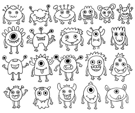 Conjunto Vectorial De Ocho Monstruos Lindos Graciosos Extraterrestres