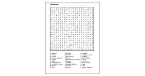Utensilios En Español Sopa De Letras