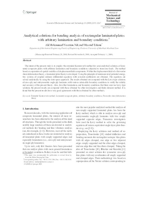 pdf analytical solutions for bending analysis of rectangular laminated plates with arbitrary