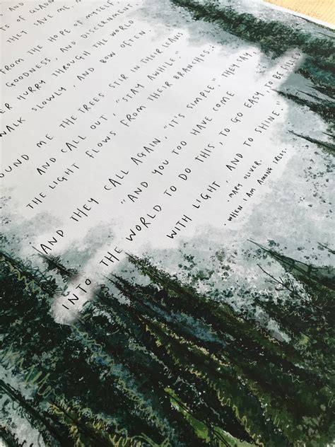 When I Am Among Trees By Mary Oliver Drawing Painting Etsy