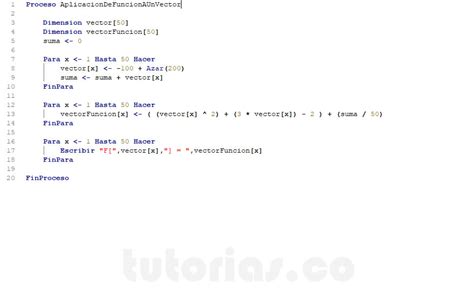funciones pseint aplicacion de funcion a un vector