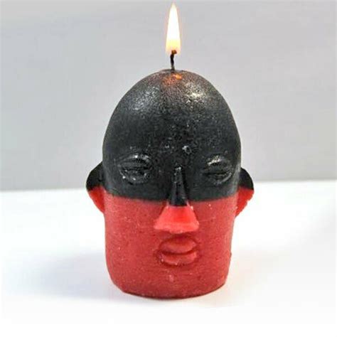 Vela Cabeza Eleggua Abre Caminos Roja y Negra Velón Elegua Santería