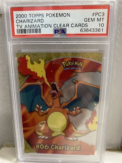 2000 Topps Pokémon Charizard T V Animation Clear Card PSA 10 Values MAVIN